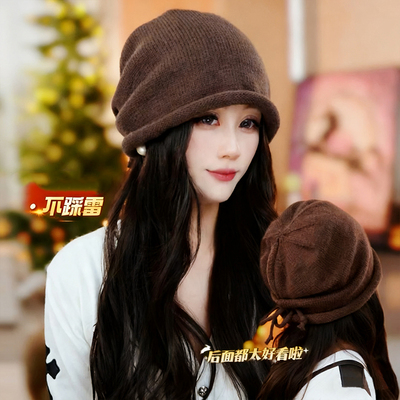 秋冬日系显瘦大头围堆堆帽女
