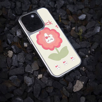 花兔好运电镀玻璃黑框磨砂手机壳适用苹果iphone17promax华为华为MATE70PROPLUSOPPORENO13小米15ULTRA华为PU