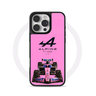 AlpineF1赛车大孔黑框玻璃磨砂磁吸碳纤纹手机壳适用苹果iphone17promax华为P80PROP70ULTRAP70PRO12/13/14