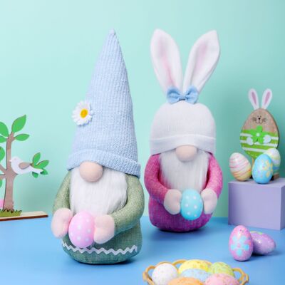 New Easter Bunny Egg Hugging Christmas Face Elderly Doll
