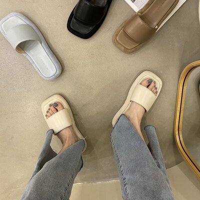 Thick soled slippers for women's summer fashion, open toed