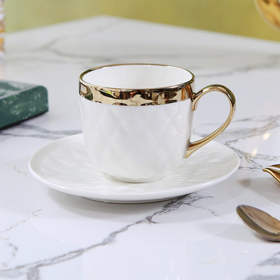 咖啡杯镀金白色纯色红茶
