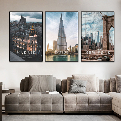 城市建筑挂画酒店民宿宾馆