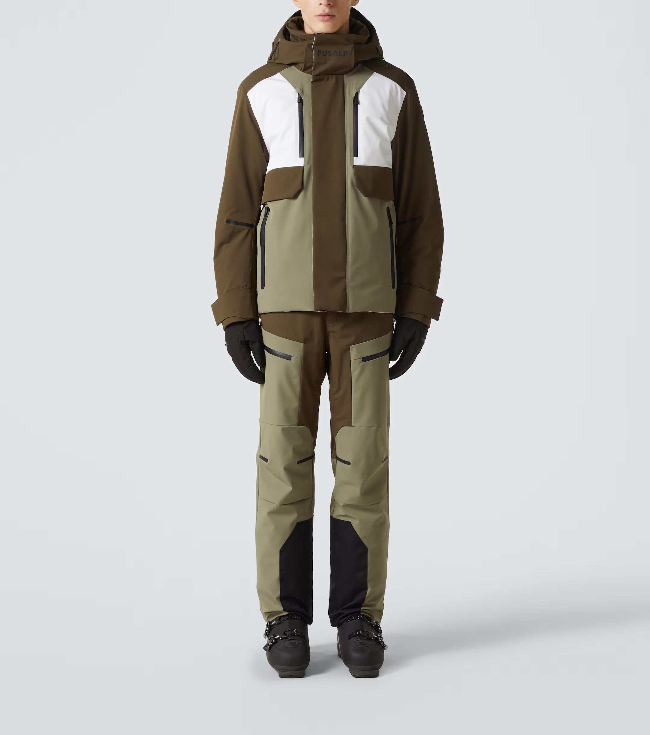 Fusalp 2025男士新款滑雪服保暖连帽滑雪衣拼色拉链防风外套