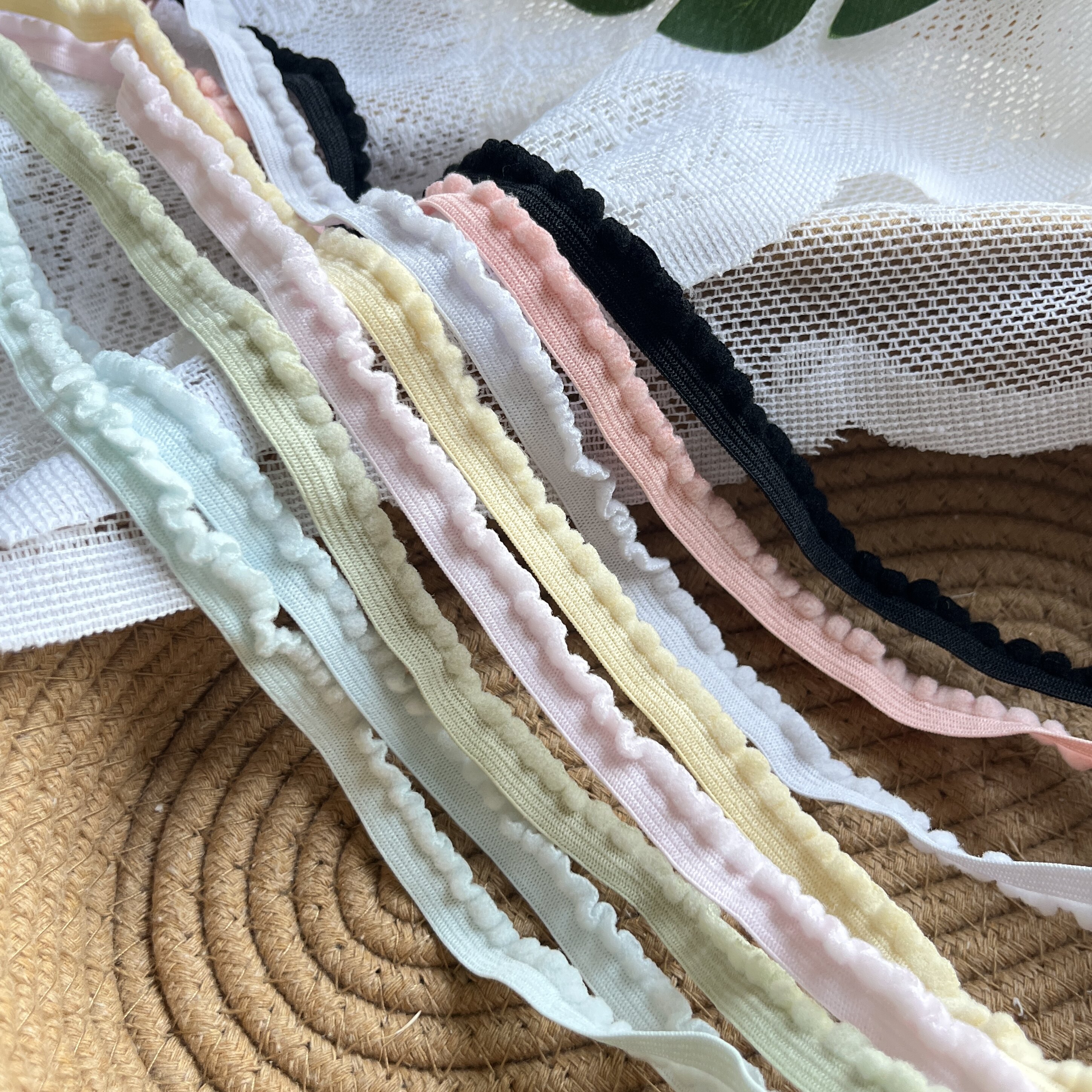 1cm多色绒边弹力木耳织带花边装饰带服装衣边手工DIY材料包配件