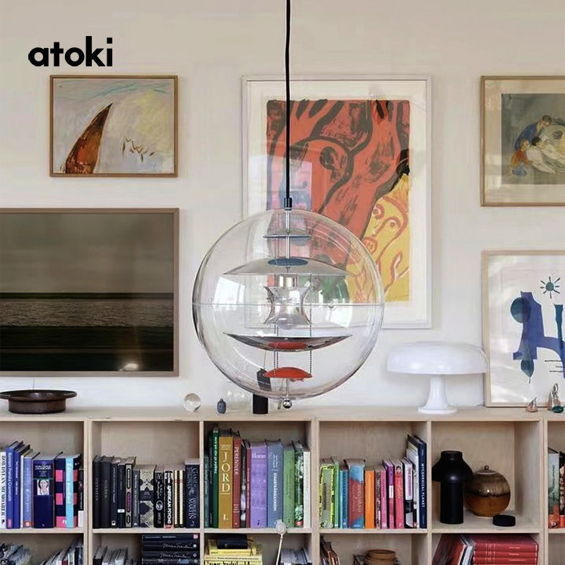 Atoki圆球吊灯银色颜值星球轻奢玻璃餐厅灯现代咖啡店北欧设计_虎窝淘