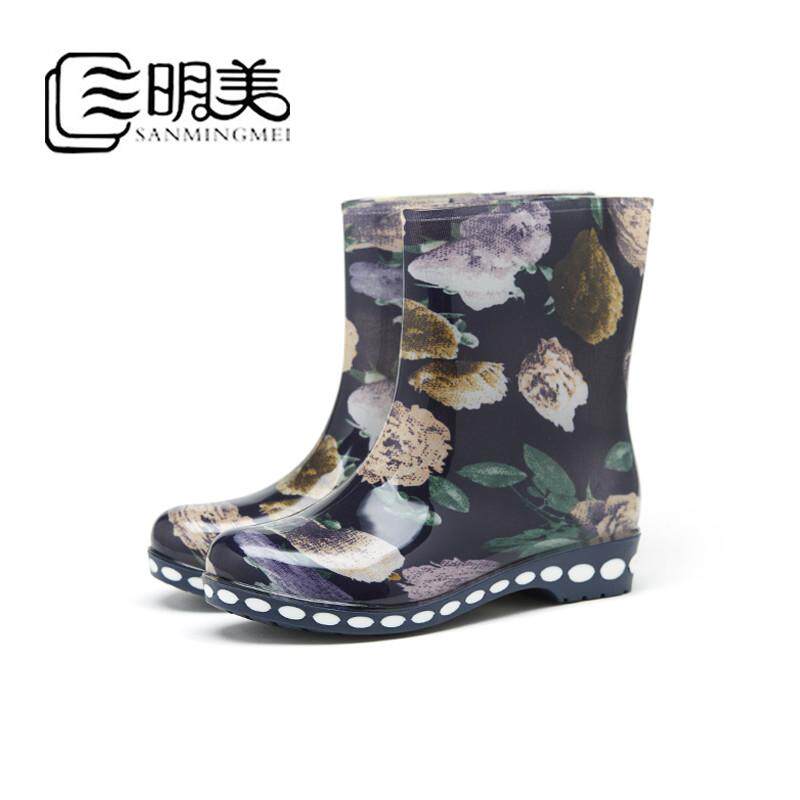 三明美欧美时尚女士短筒雨靴中筒水鞋防滑防水雨鞋1605