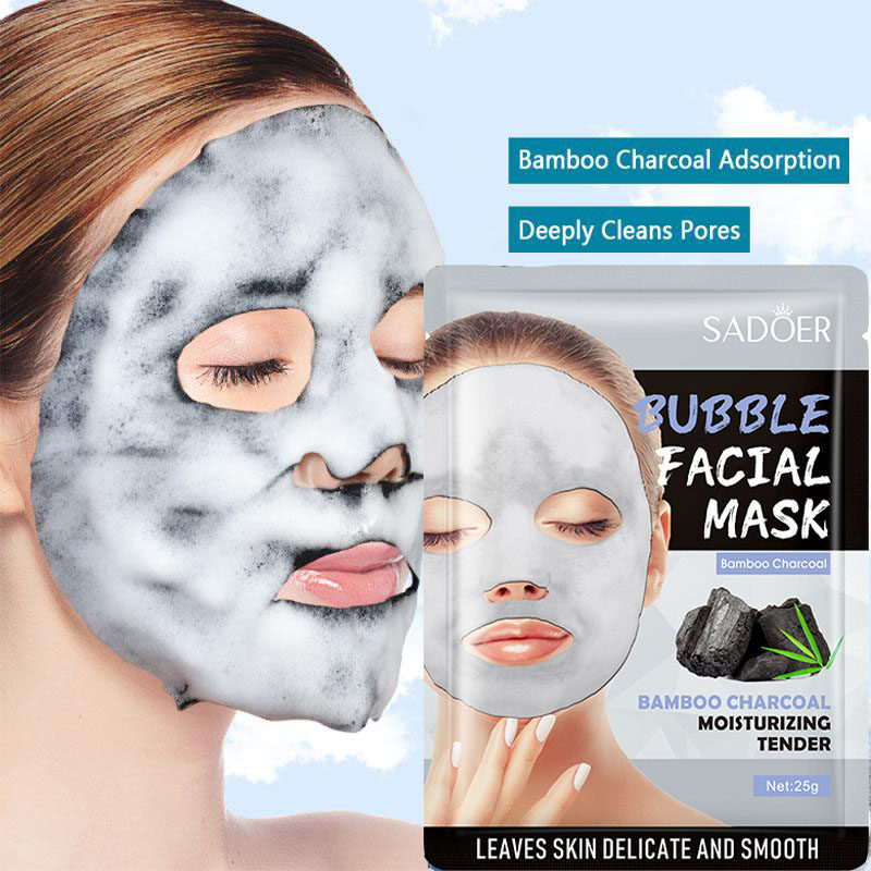 Bubble Bamboo Charcoal sea salt Face Mask Purifying Moist膜_虎窝淘
