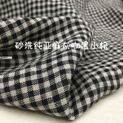 亚麻色织格裤裙衫透气休闲布料