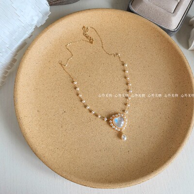 温柔风格天然月光石项链女