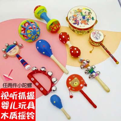 手摇铃沙锤拨浪鼓婴幼儿视听抓握0-1岁3个月益智互动亲子安抚玩具