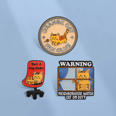 猫咪后援会趣味英文胸针ins韩系猫咪卡通胸章金属徽章背包配饰