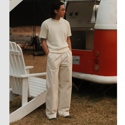 11OZ人字纹HBT白胚P49英绅士军官高腰阔腿裤 MBBCAR窄幅