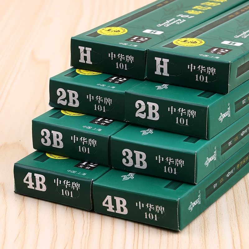 正品包邮上海中华牌101绘图铅笔HB H 2H 3H 4HB涂卡2B~8B考试铅笔_虎窝淘