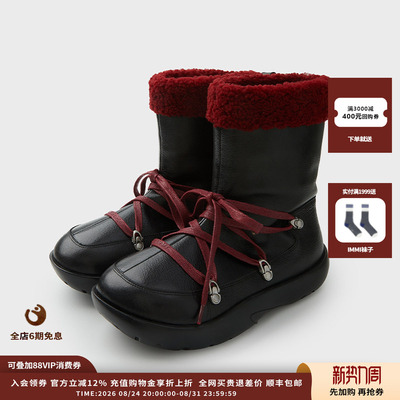 25AW女式荔枝纹圆头中筒靴