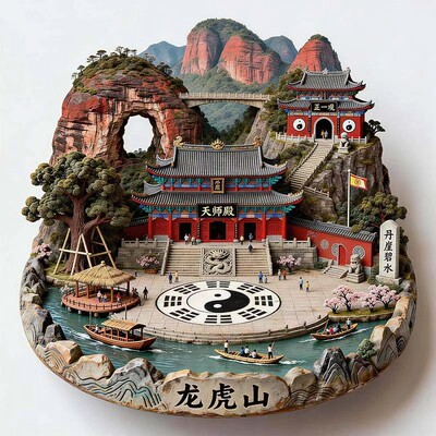 龙虎山景点金属浮雕冰箱贴江西鹰潭旅游纪念品文创伴手礼国潮磁贴