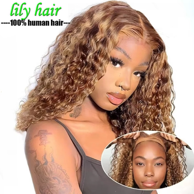 Water Wave P4/27 Human Hair Wear Go Bob Glueless Lace Wigs