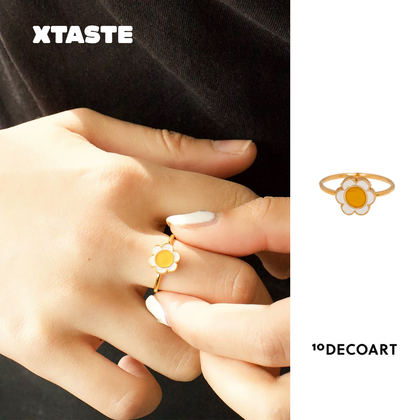 XTATSE 波兰 10Decoart 雏菊戒指珐琅镀金官方授权