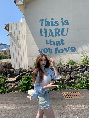 ke7en 微透感低对比度蓝色防晒长袖宽松衬衫上衣女韩系百搭衬衣