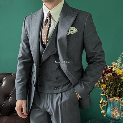 戗驳领羊毛商务西装Agustin修身