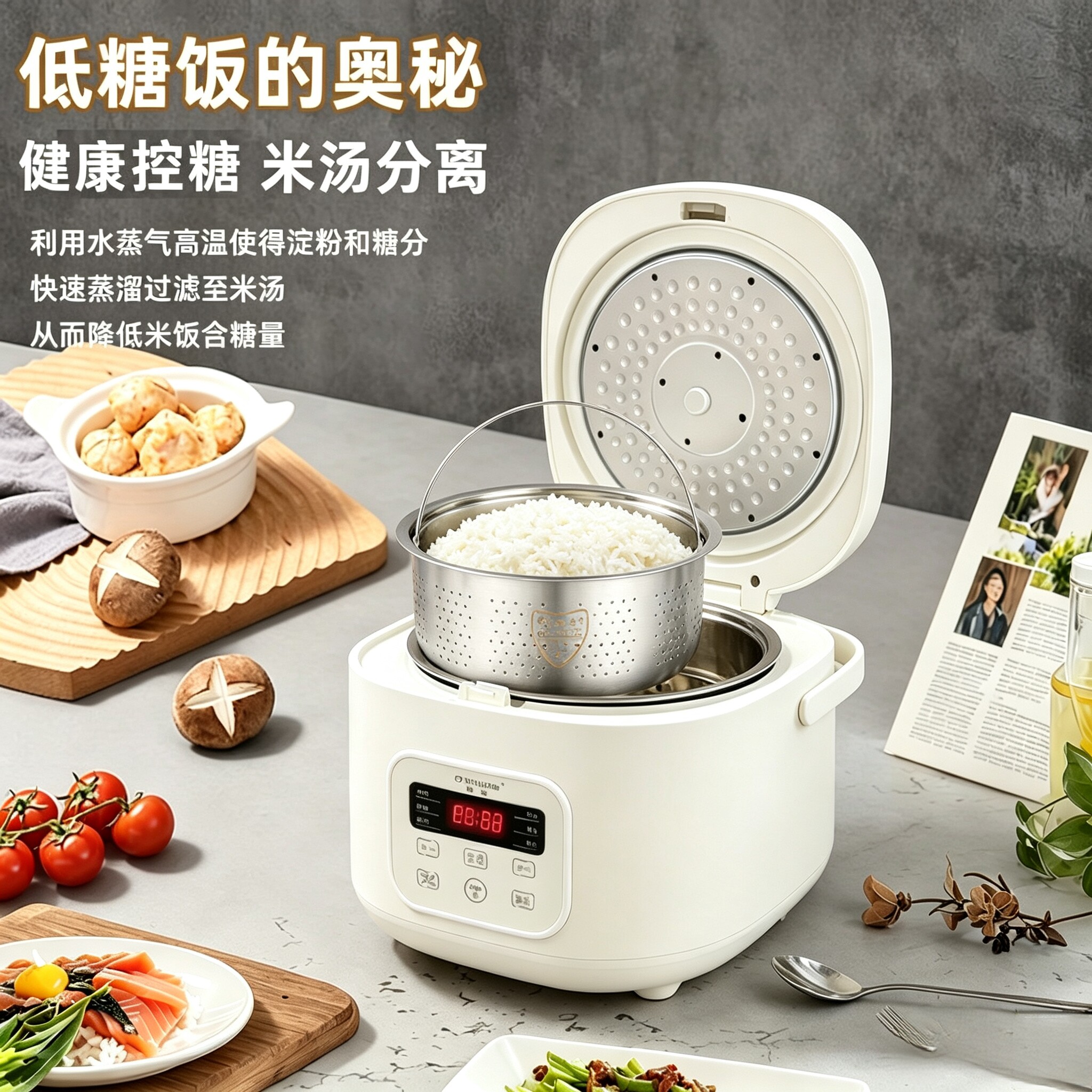 半球低糖电饭煲家用多功能1-4人沥米汤分离迷你电饭锅小型1.6L-3L
