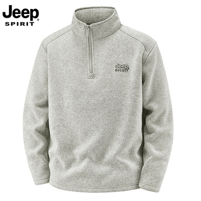 JEEPSPIRIT半拉链加绒卫衣男款