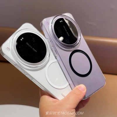 黑白简约透明硬壳适用华为mate80pro磁吸手机壳mate70Air无线充电mate60pro高级感Pura70个性撞色nova14防摔