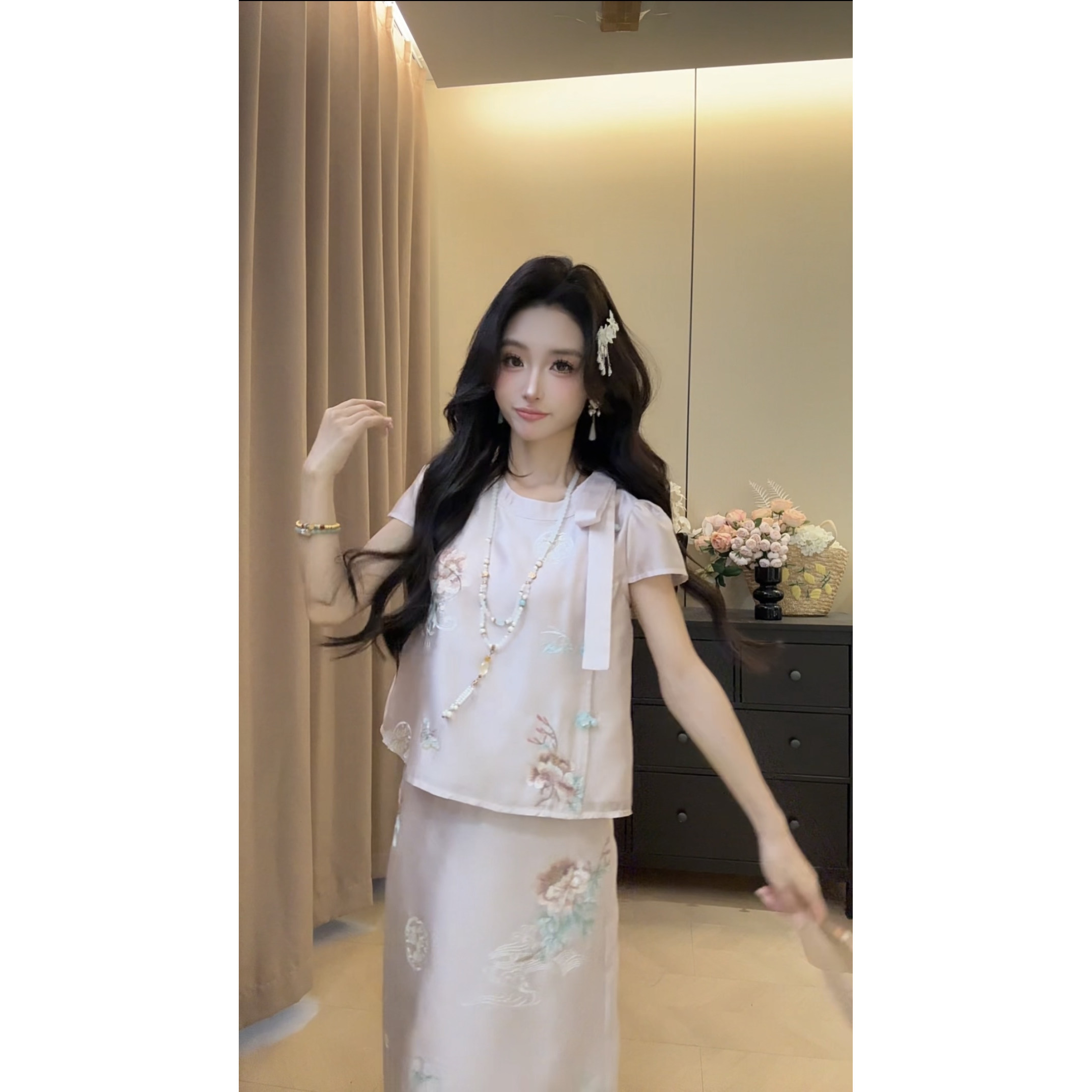 【云枝牡丹套装】新中式国风禅意清冷感刺绣时尚气质套装裙子