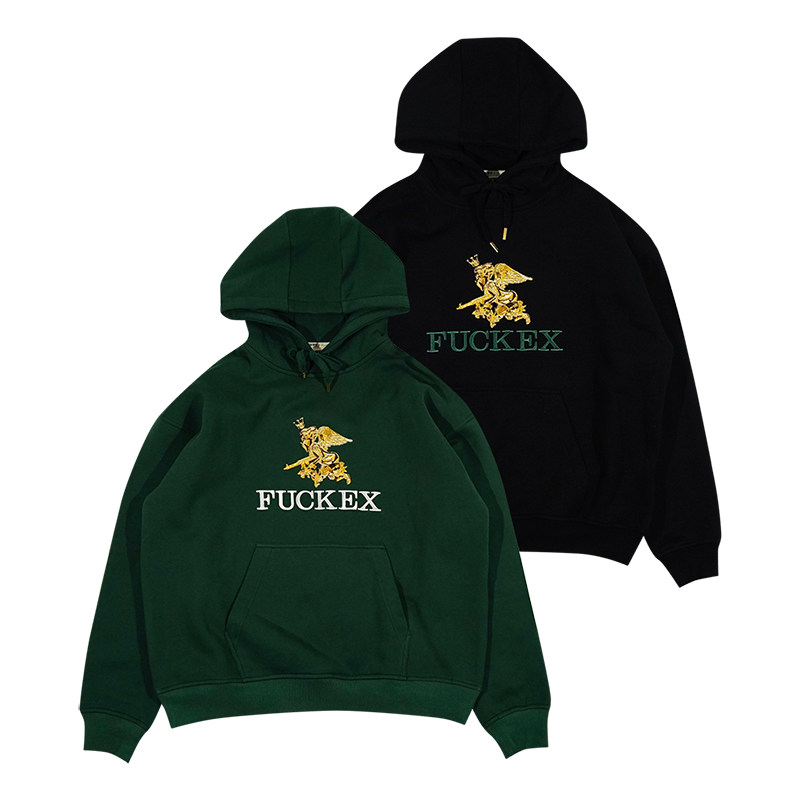 GRAF原创品牌FuckEx2.0法克前任镀金刺绣皇冠天使加绒卫衣帽衫