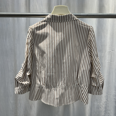 春季条纹翻领中袖减龄衬衫