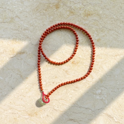 天然南红玛瑙和田玉锁骨项链