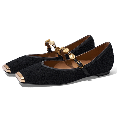 莎莎苏玛丽珍小香风幸运链芭蕾鞋