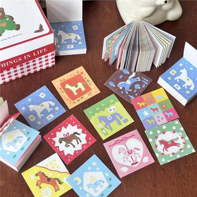 COMO士多彩色小马素材便签手帐备忘纸可爱装饰点缀马年创意