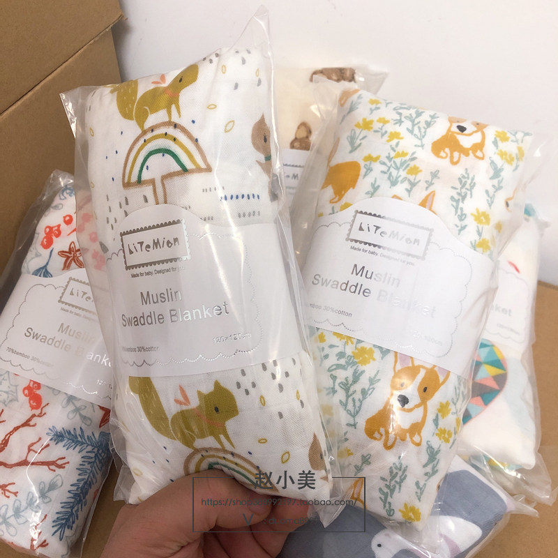 出口单muslin纱布巾70%竹+30%棉 柔软吸水透气婴童竹棉多功能盖毯