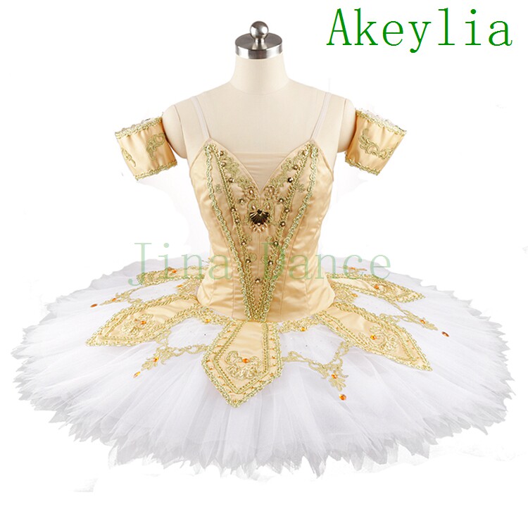 Akeylia专业芭蕾舞裙tutu比赛量身定制芭蕾演出服艾斯米拉达姜黄
