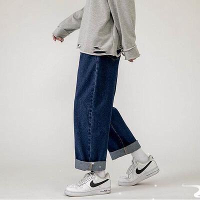 Men's Baggy Jeans Classic Man Straight Denim Wide-leg Pa