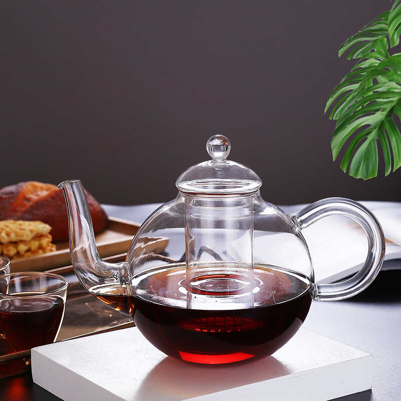 俄式大容量玻璃茶壶套装茶杯带滤网耐高温水壶泡茶咖啡壶茶具冲茶