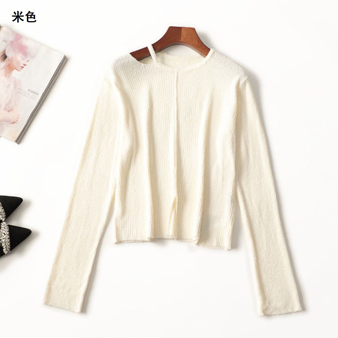 245066 秋针织衫 深圳女短款长袖圆领现货.2XL.3XL.4XL