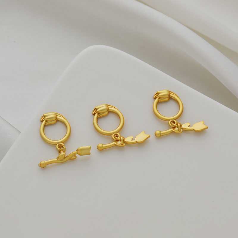 18K包金保色哑金玫瑰花OT扣连接扣珍珠手链项链IQ扣diy饰品配件_虎窝淘