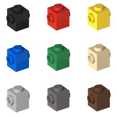 50块 MOC国产小颗粒积木 兼容乐高 47905 1x1两侧带转接凸点砖