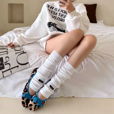 小众设计款踩脚袜套女2025新款韩系中筒袜y2k小腿袜堆堆针织腿套