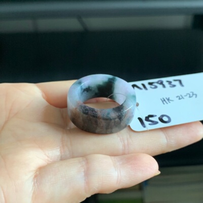 毛毛的翠/M 15937/天然特色飘花翡翠扳指//150