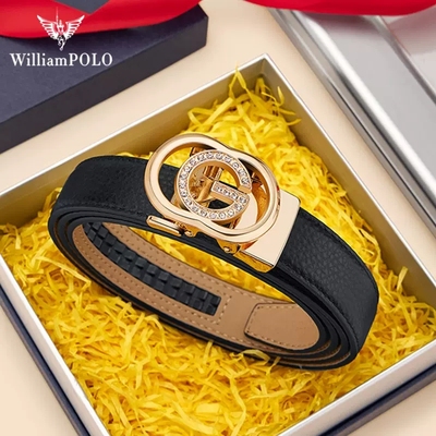 英皇保罗女真皮简约自动扣腰带