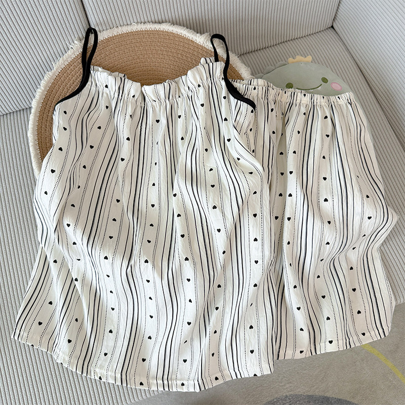 2026新款云朵棉家居服睡衣女夏季吊带短裤套装可外穿甜美草莓印花