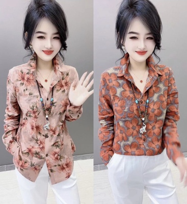 长袖棉麻衬衫薄款宽松