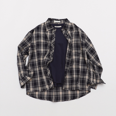 2025秋冬新款磨毛格子长袖衬衫