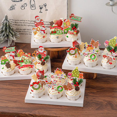 2026圣诞节纸杯蛋糕装饰Merry Christmas圣诞老人雪人甜品插件