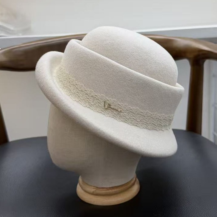 2026法式优翘边羊毛呢贝雷帽女秋冬赫本风盆帽高级感千金风小礼帽