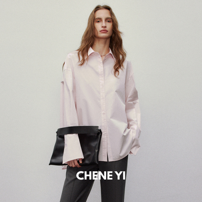 CHENE YI 西班牙进口荃棉破缝暗门襟设计感宽松衬衫外套女上衣