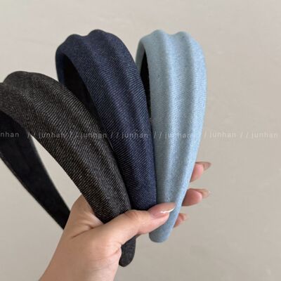 复古布艺牛仔增高炉顶头箍宽边凹凸时尚宽边压发头箍气质压发卡